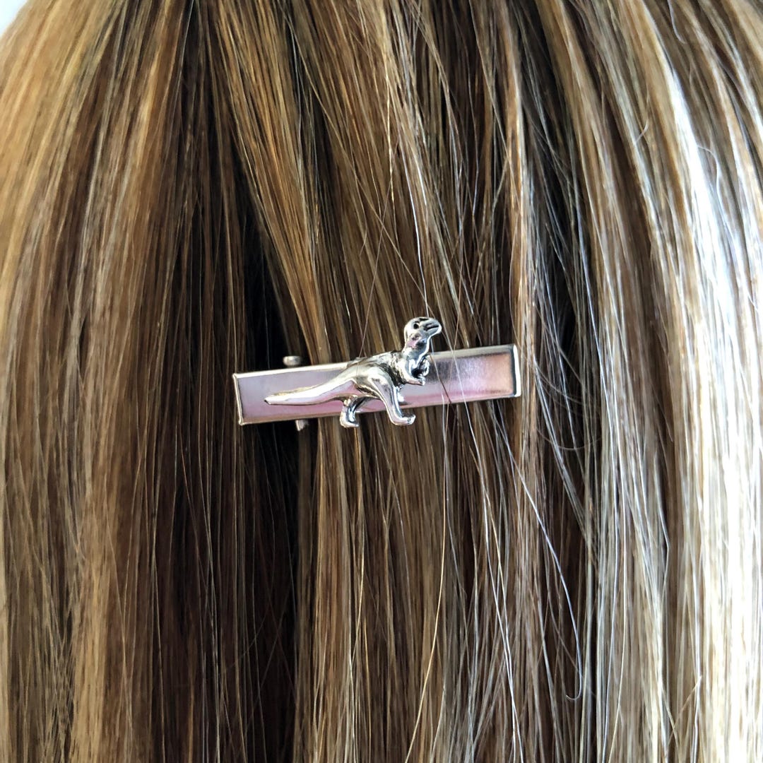 Handmade Silver-toned T-rex Hair Clips - Set of 2 - Etsy