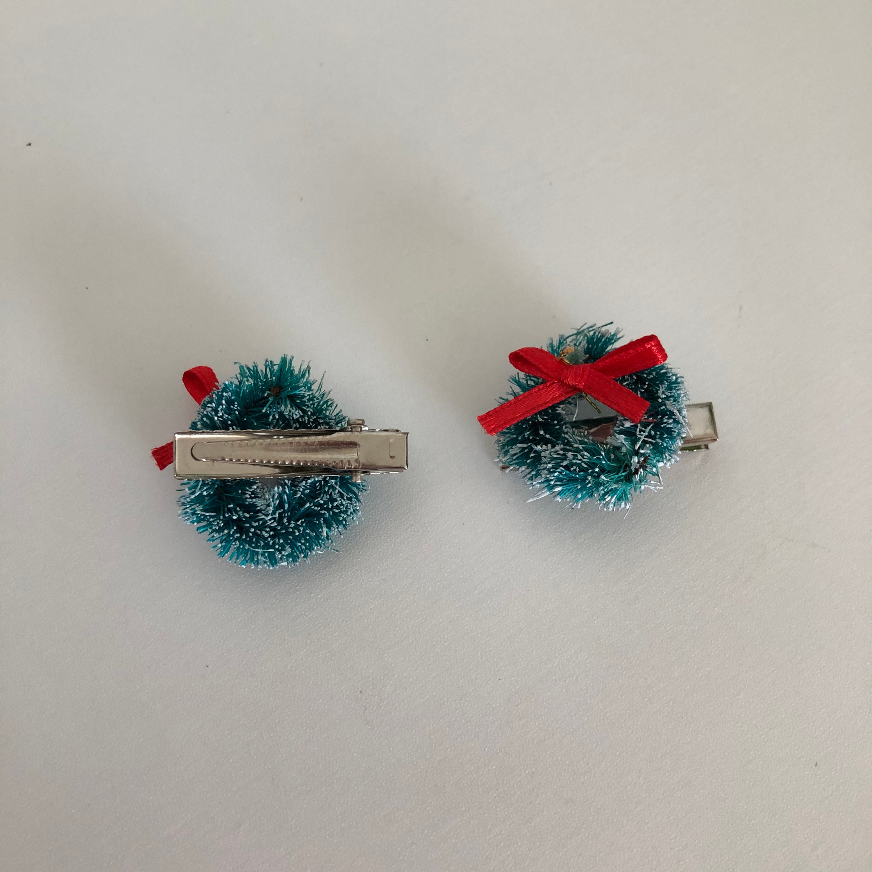 Holiday Christmas Wreath Hair Clips Barrettes, Winter Hair Accessory - Etsy