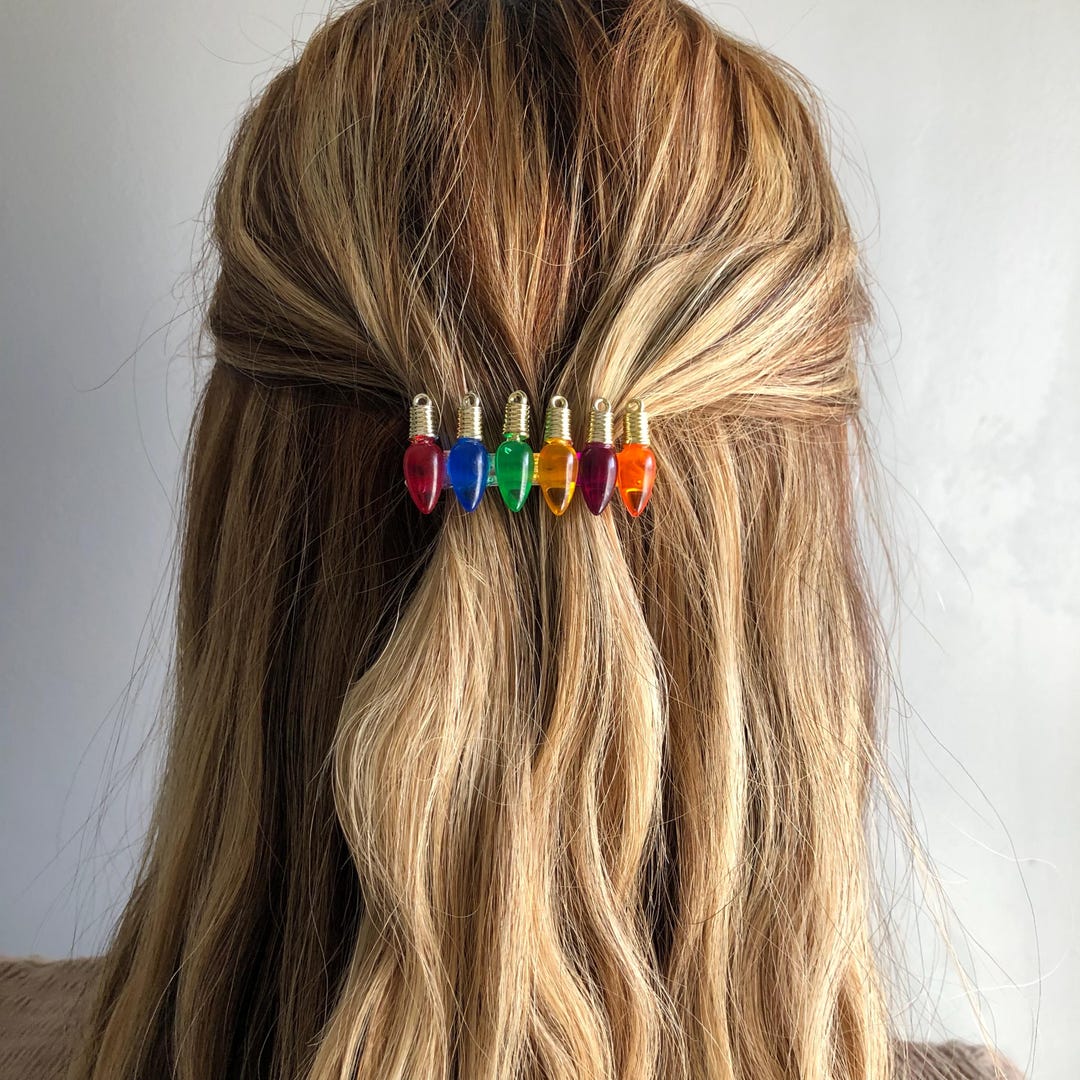 Colorful Christmas Holiday Light Hair Clip Barrette, Ugly Sweater Party ...