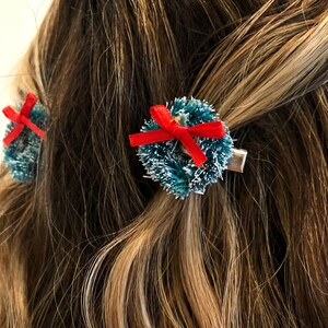Holiday Christmas Wreath Hair Clips Barrettes, Winter Hair Accessory - Etsy
