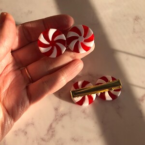 Christmas Peppermint Candy Handmade Hair Clips Set, Christmas Barrettes ...