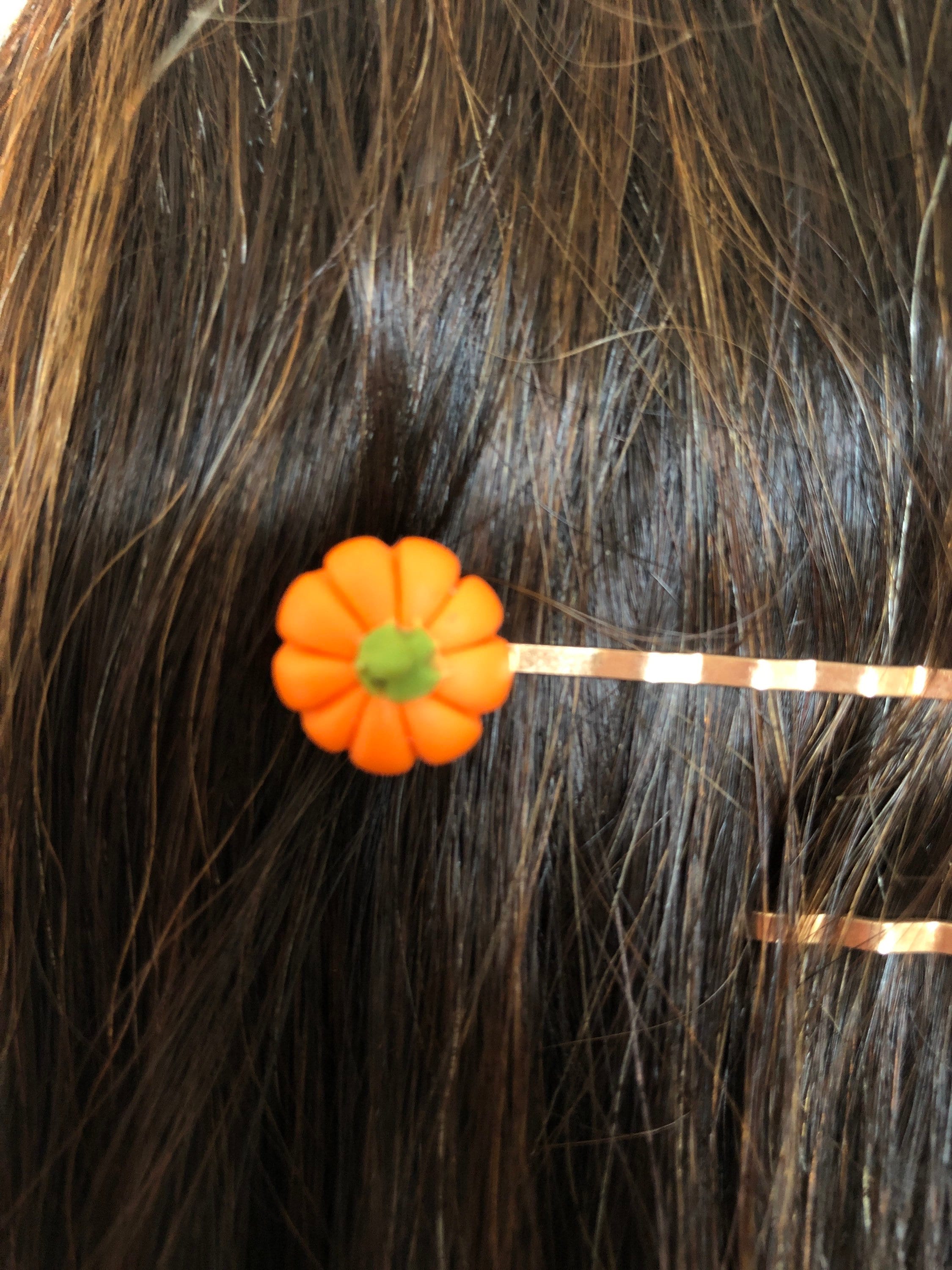 Pumpkin Handmade Hair Pins Fall Hair Clips Pumpkin - Etsy