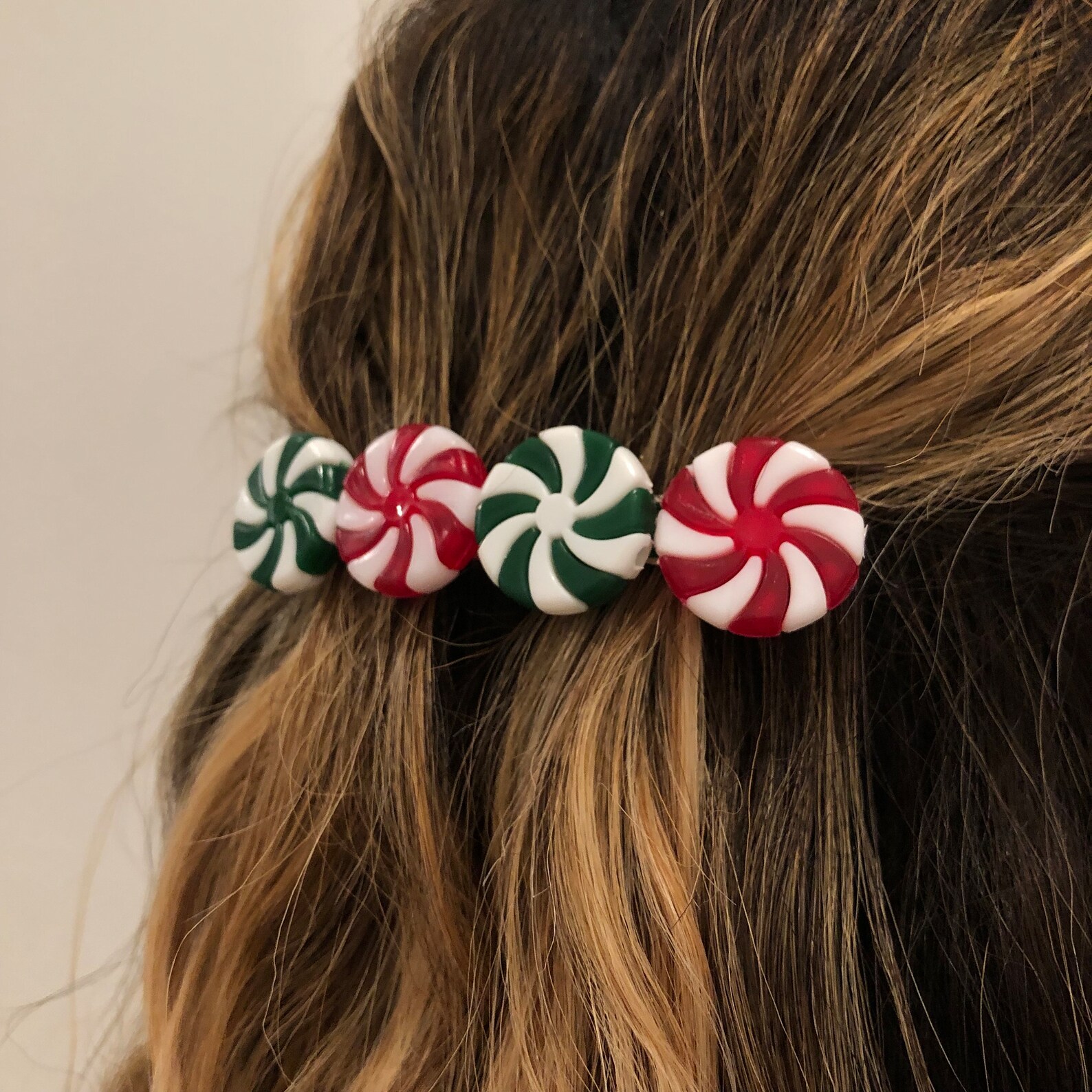 Red and Green Christmas Peppermint Candy Handmade Hair Clip Barrette - Etsy