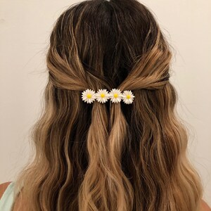 White Daisy Flower Handmade Hair Clip Barrette, Flower Girl Accessory ...