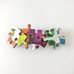 Handmade Colorful Jigsaw Puzzle Piece Hair Clip: Unique Barrette - Etsy