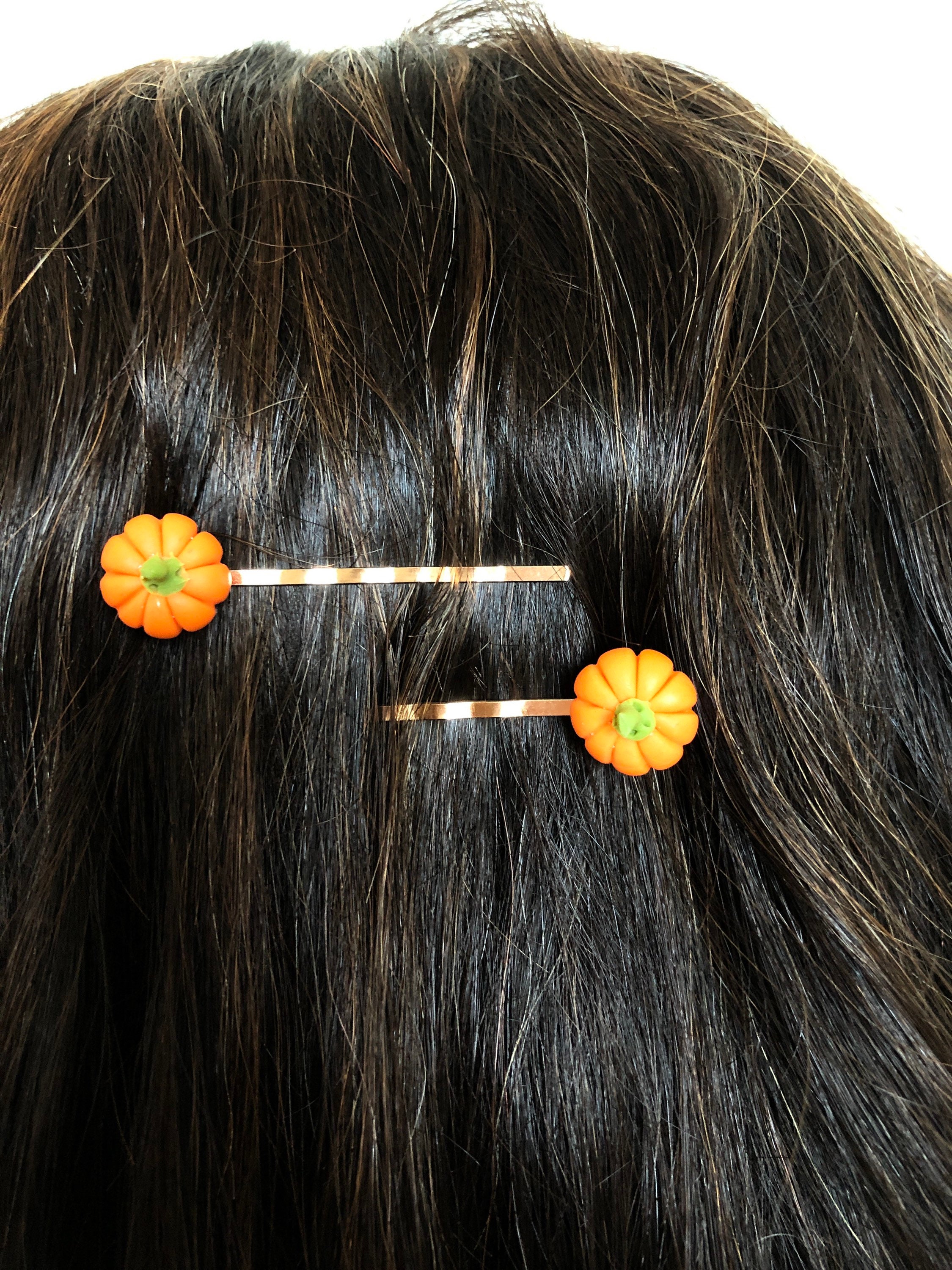 Pumpkin Handmade Hair Pins Fall Hair Clips Pumpkin - Etsy