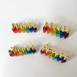 Rainbow Christmas Holiday Light Hair Clip Barrette, Ugly Sweater Party ...