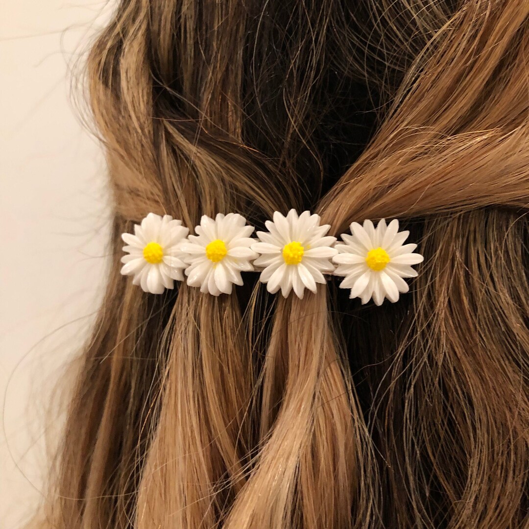 White Daisy Flower Handmade Hair Clip Barrette, Flower Girl Accessory ...