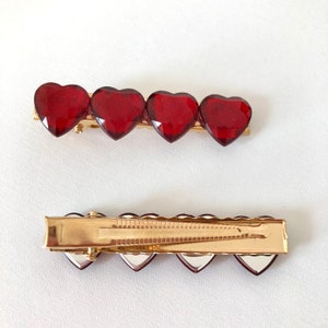 Red Sparkly Valentine Heart Rhinestone Hair Clip Barrettes, Descendants ...