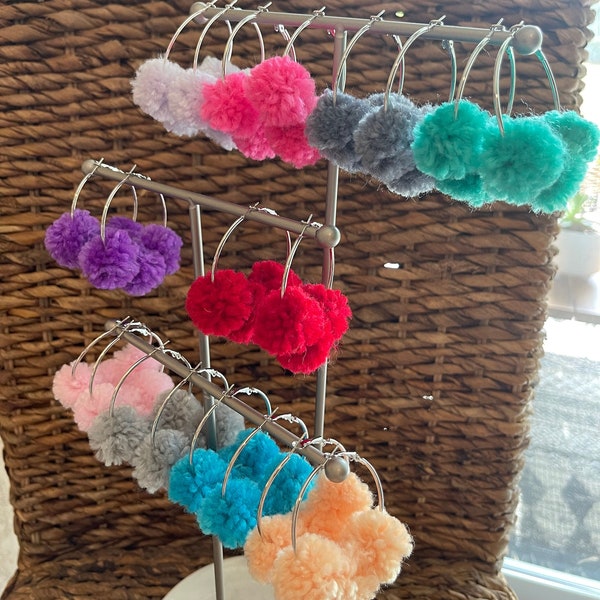 Pom Pom Earrings - Etsy
