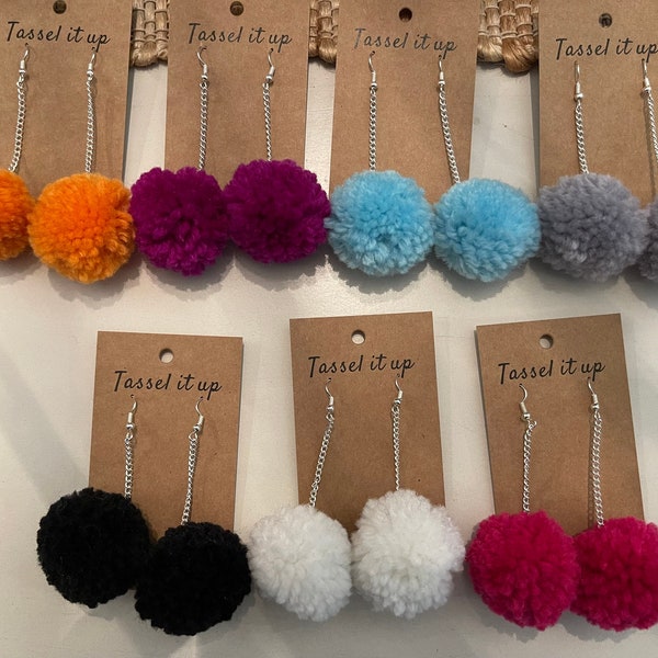 Pom Pom Earrings - Etsy