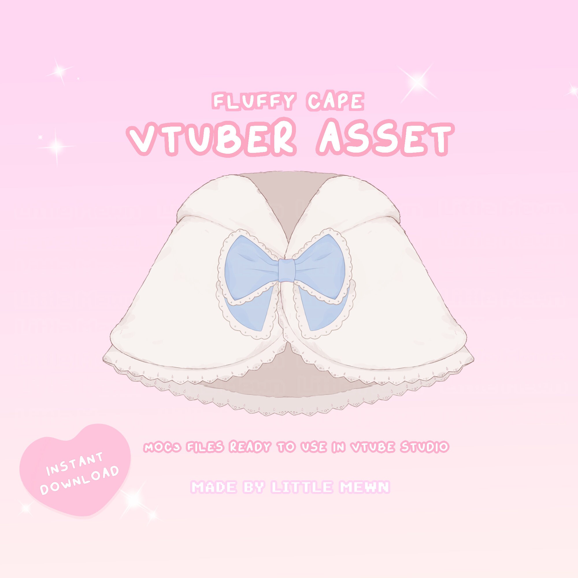 Vtuber Asset Rigged Cute Beige & Blue Fluffy Cape - Etsy UK