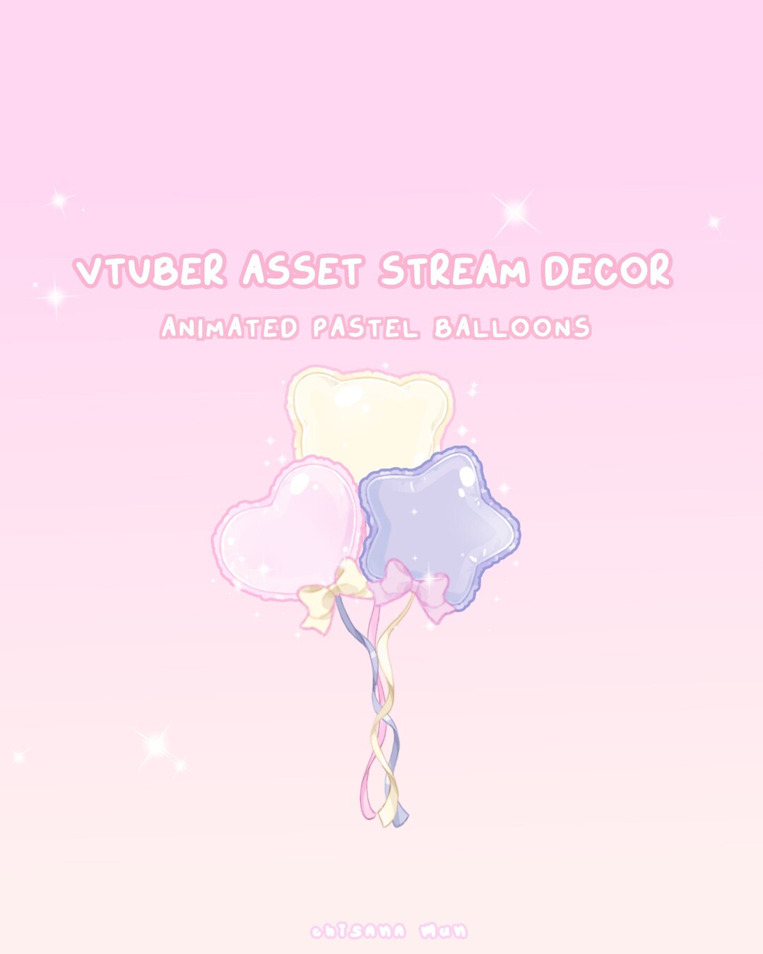 Animated Overlay | Cute Pink Vtuber Pastel Balloons Asset | Kawaii ...