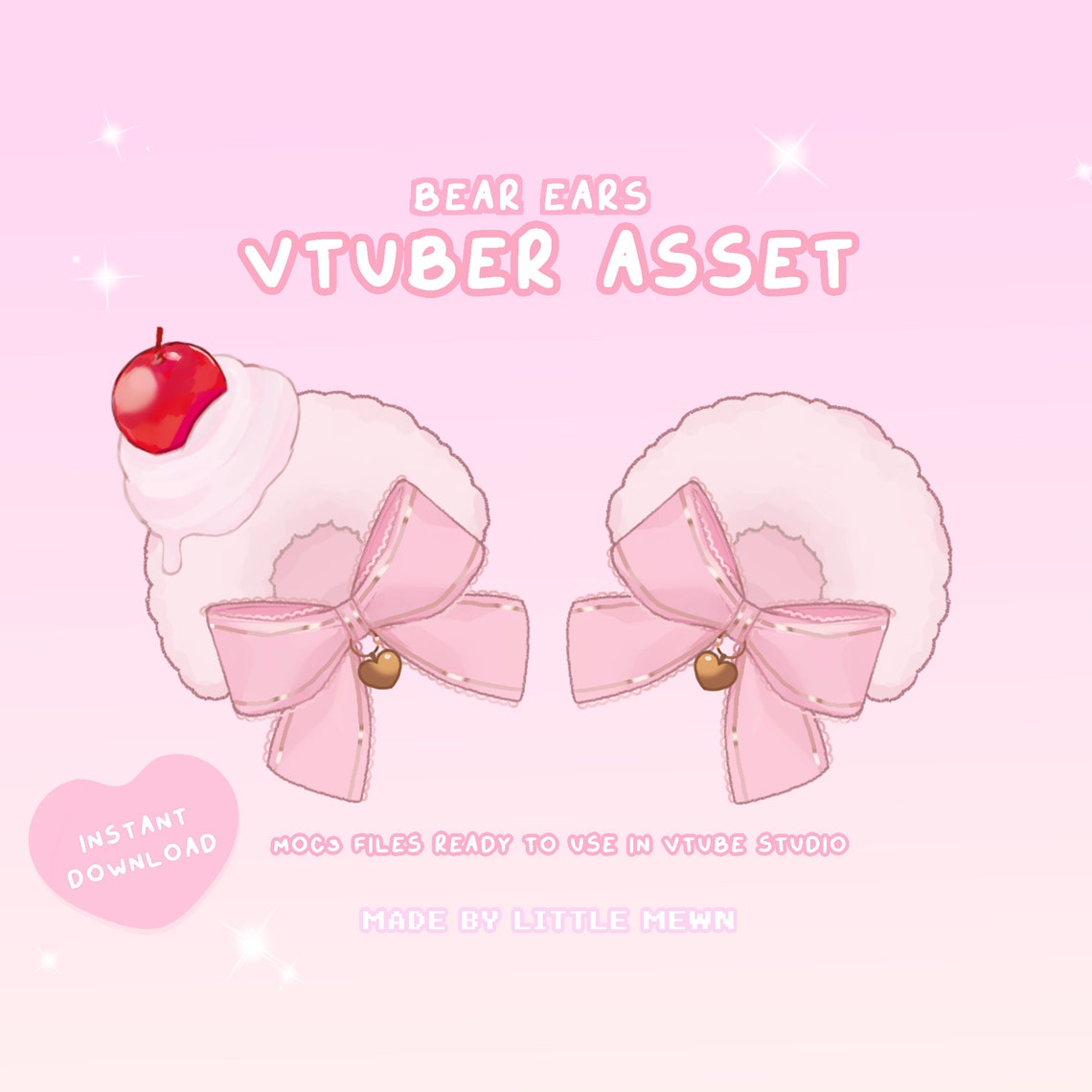 Vtuber Asset Rigged Vtuber Cherry Pink Bear Ears - Etsy
