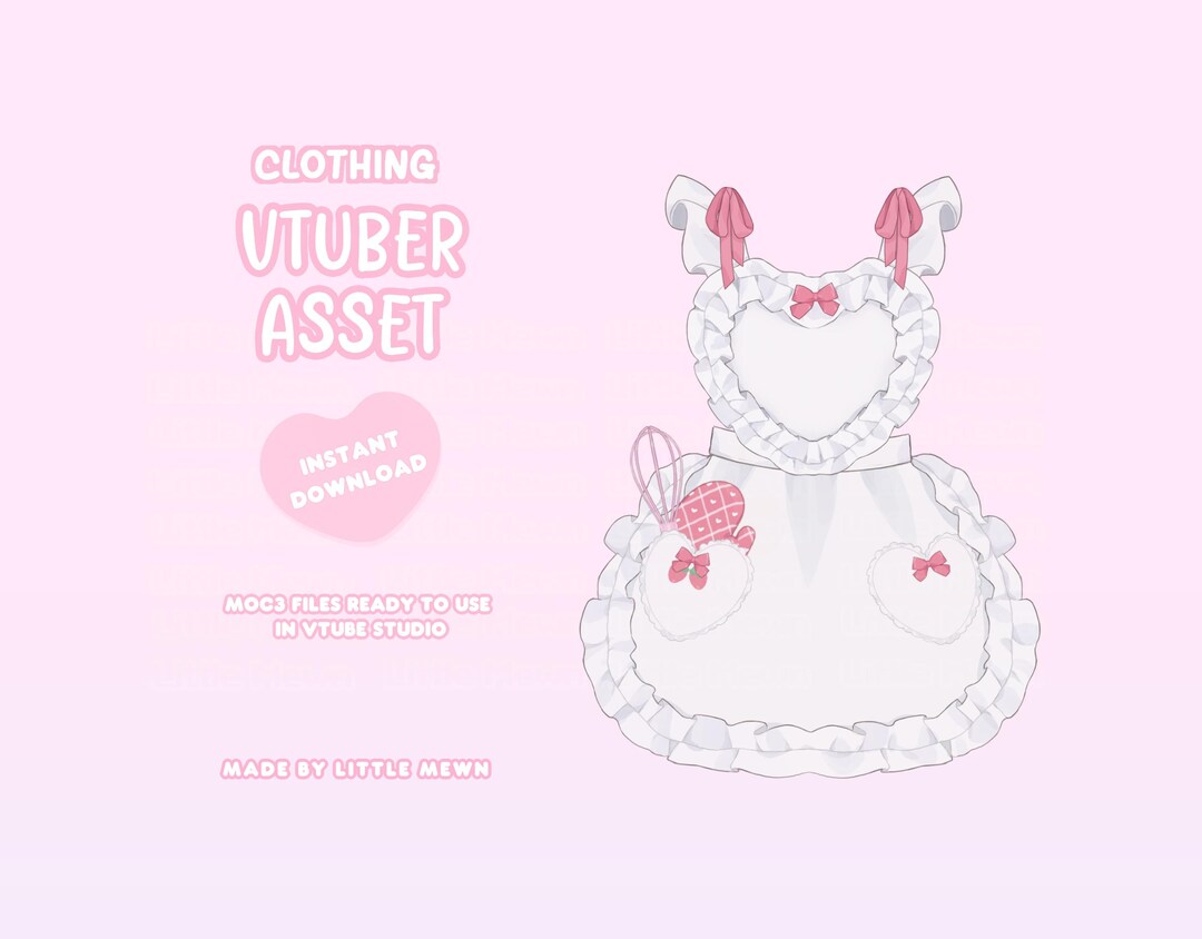 Vtuber Asset | Sweetheart Apron Strawberry Parfait | Vtube Studio - Etsy