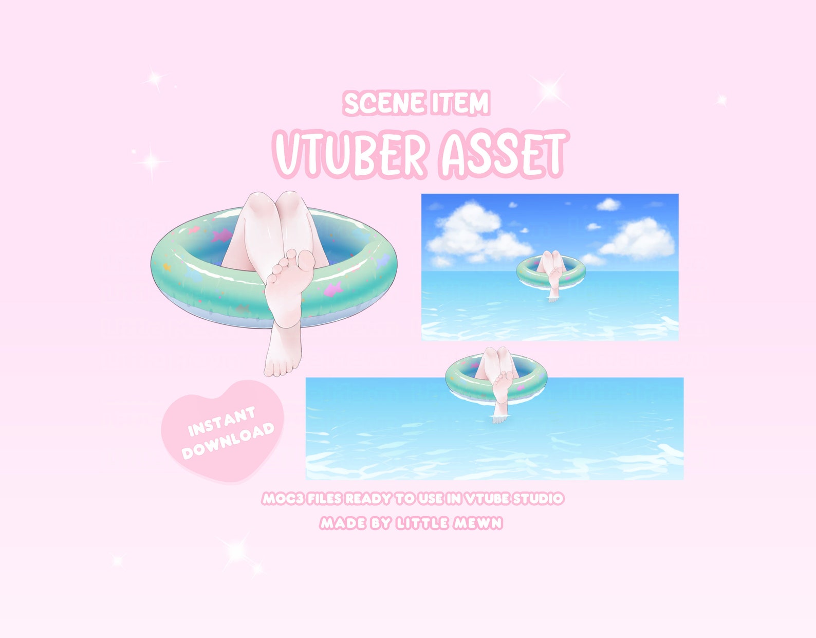 Vtuber Asset | Rigged Summer Floatie | Swim Ring & Animated Background ...