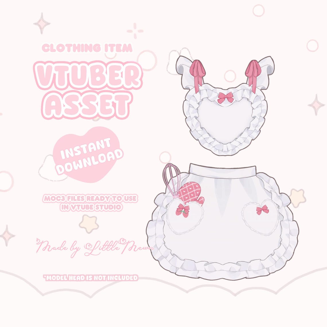 Vtuber Asset | Sweetheart Apron Strawberry Parfait | Vtube Studio - Etsy