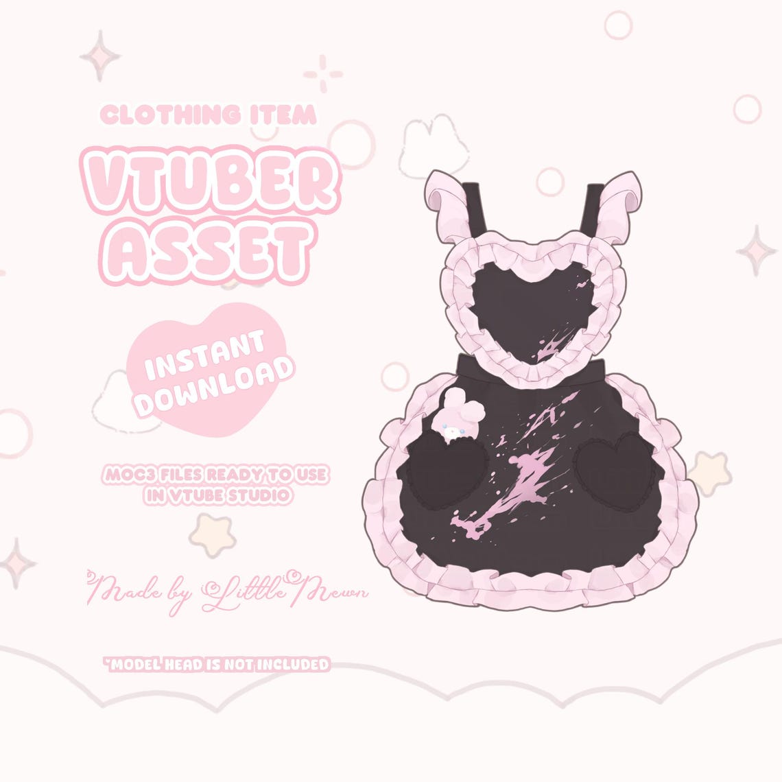 Vtuber Asset | Rigged Sweetheart Apron Cherry Kiss - Etsy