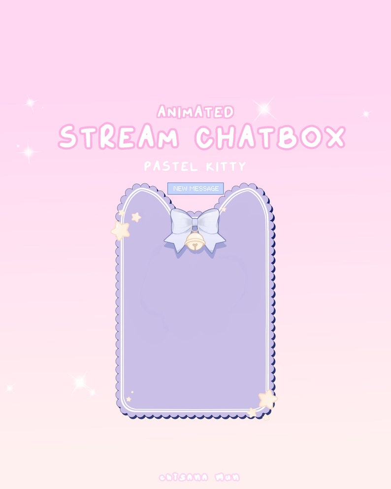 Cute Animated Twitch Chat Box Overlay With Adorable Purple Cat - Etsy