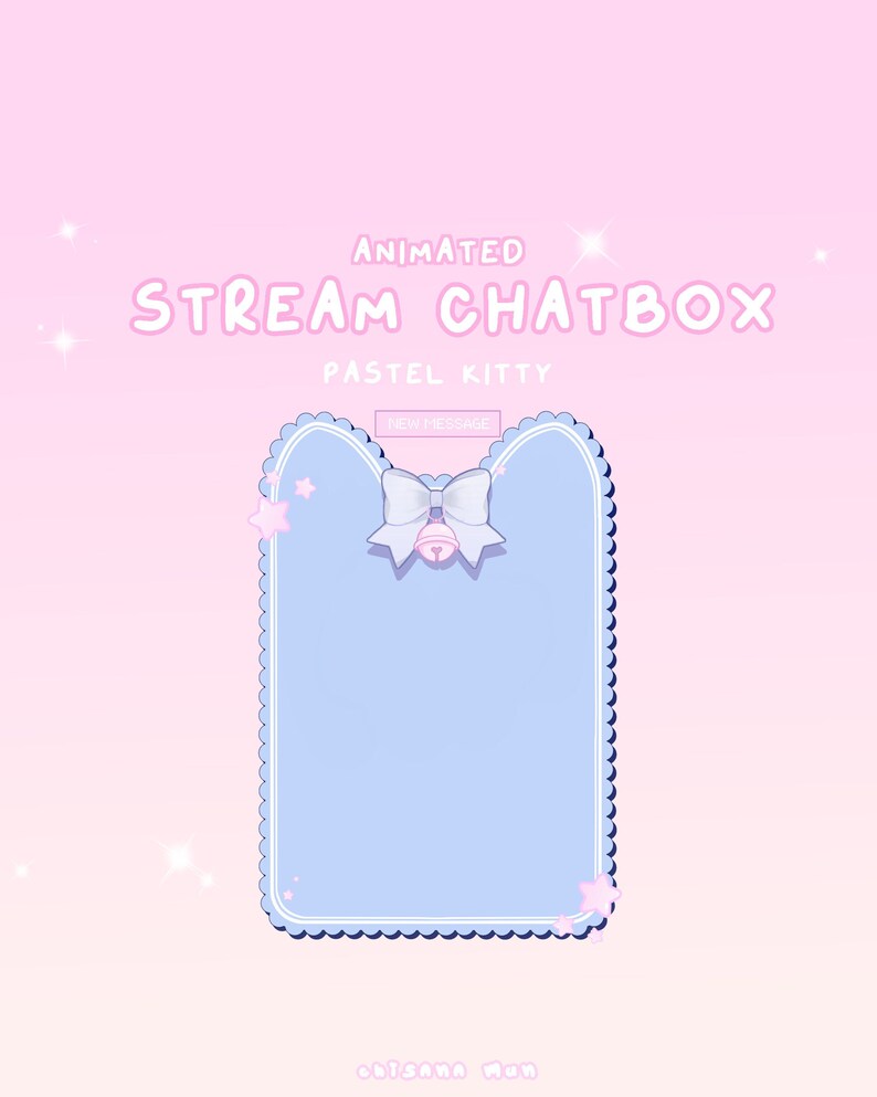 Animated Chat Box Cute Twitch Overlay With Adorable Blue Cat - Etsy