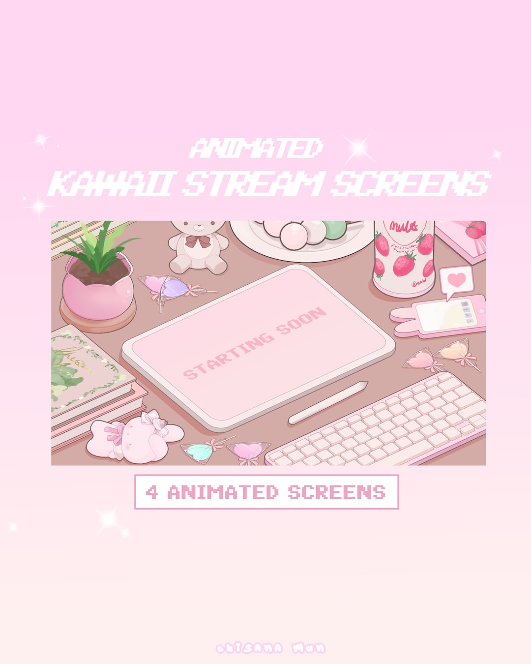 Animated Pink Lofi Stream Screens | Kawaii Gamer Girl Overlay (MP4) - Etsy