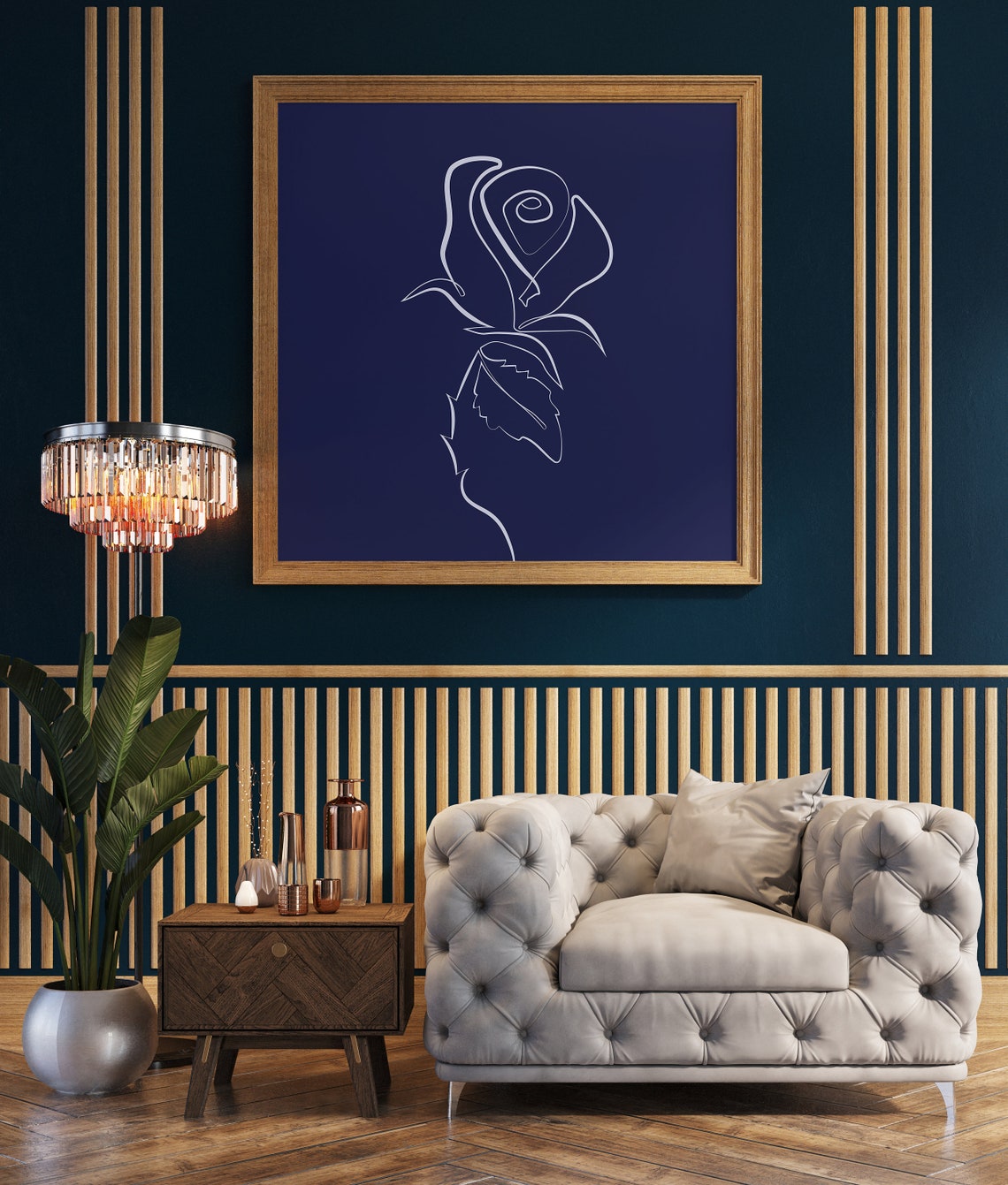 Rose Line Drawingblue Wall Artone Line Drawingone Line Rose - Etsy