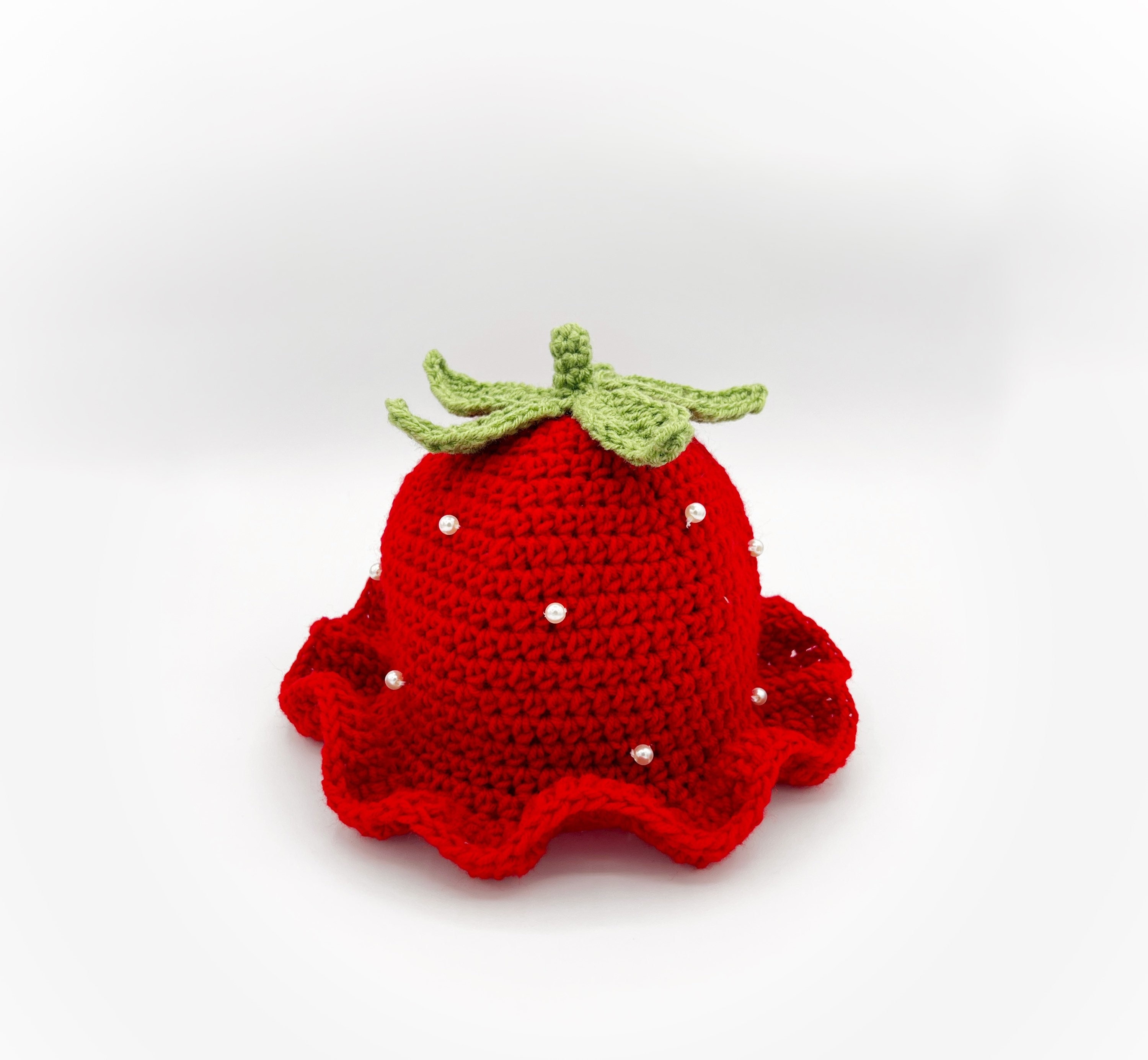 Crochet Strawberry Bucket Hat. Cute Red Strawberry Bucket Hat ...
