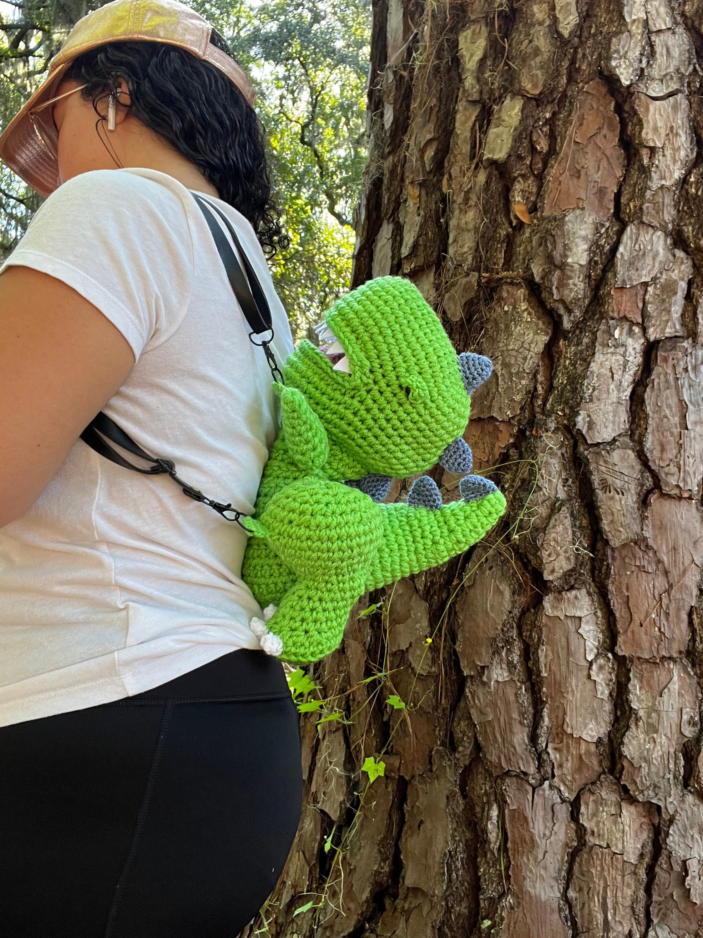 Green T-rex Crochet Backpack. Dinosaur Plush Backpack. Crochet Dinosaur ...