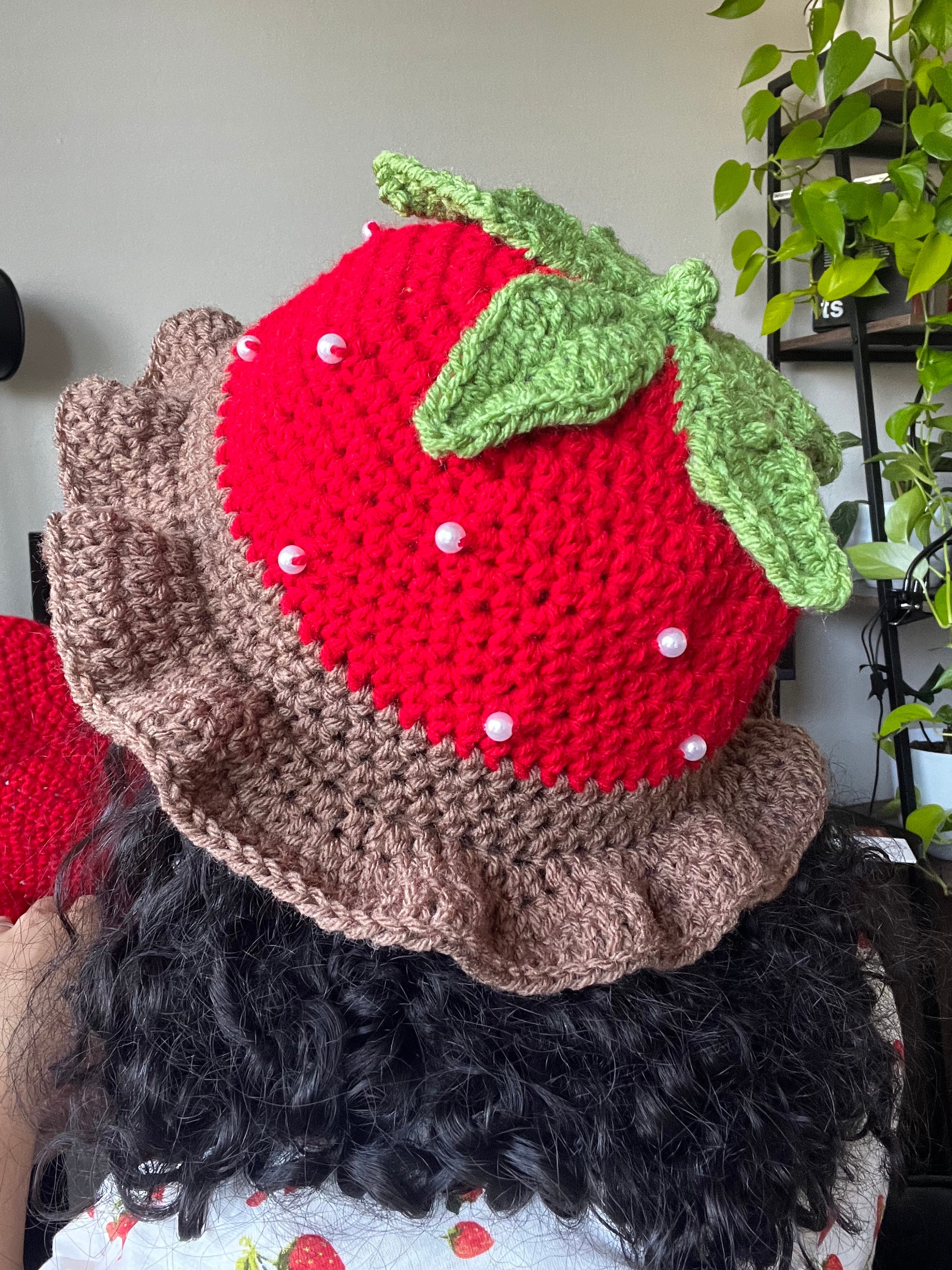 Crochet Strawberry Bucket Hat. Cute Red Strawberry Bucket Hat ...