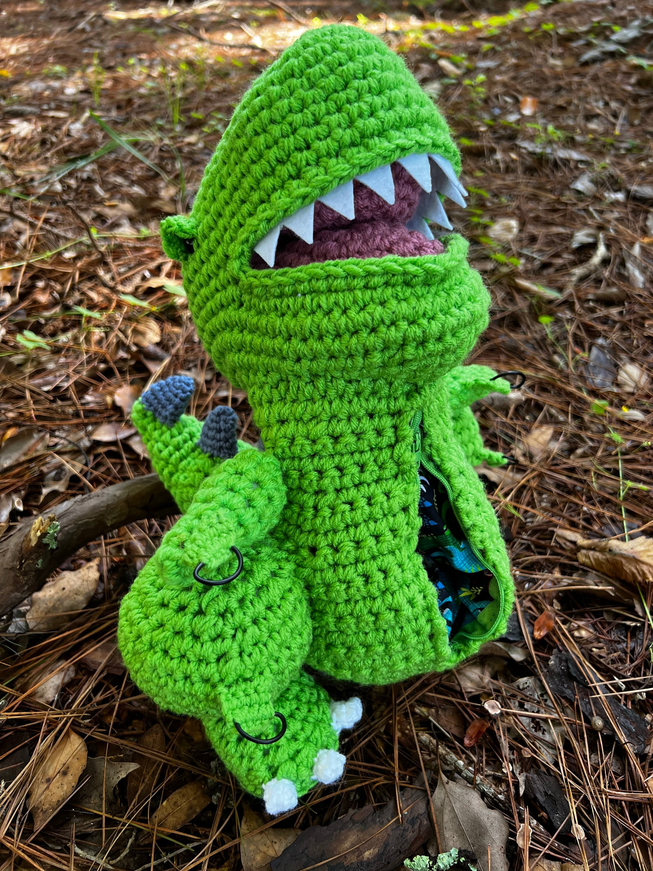 Green T-rex Crochet Backpack. Dinosaur Plush Backpack. Crochet Dinosaur ...