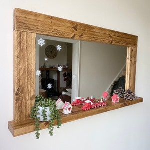 Beautiful Quality Rustic Wooden Mirror With Shelf - Etsy