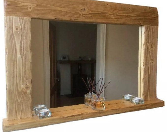 Beautiful Quality Rustic Wooden Mirror With Shelf - Etsy UK