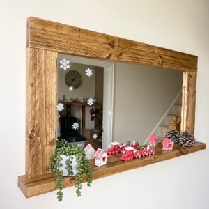 Beautiful Quality Rustic Wooden Mirror With Shelf - Etsy