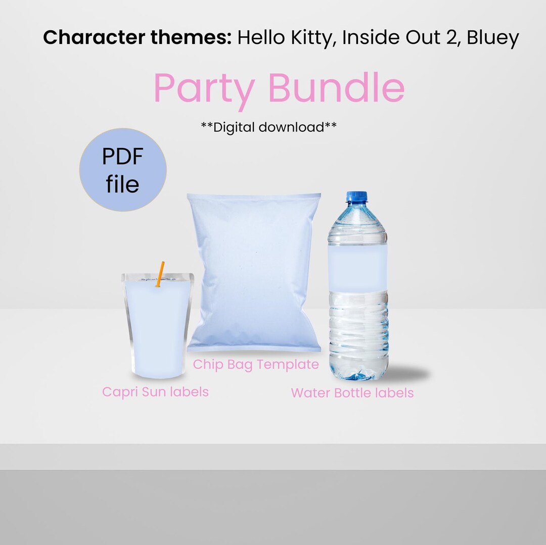 DIY Hello Chips Kitty Birthday Party Personalized Inside Out 2 Chip ...