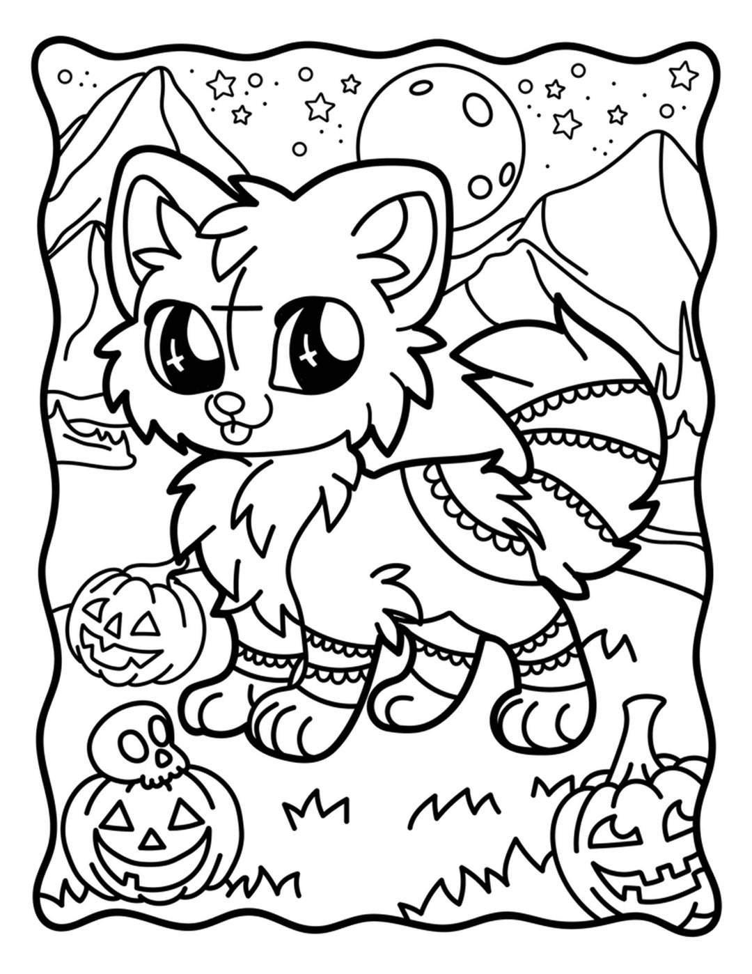Halloween Coloring Pages for Kids Halloween Cats Collection - Etsy