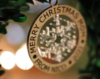 Custom Family Snowflake Ornament Laser Engraved Personalized Gift for ...