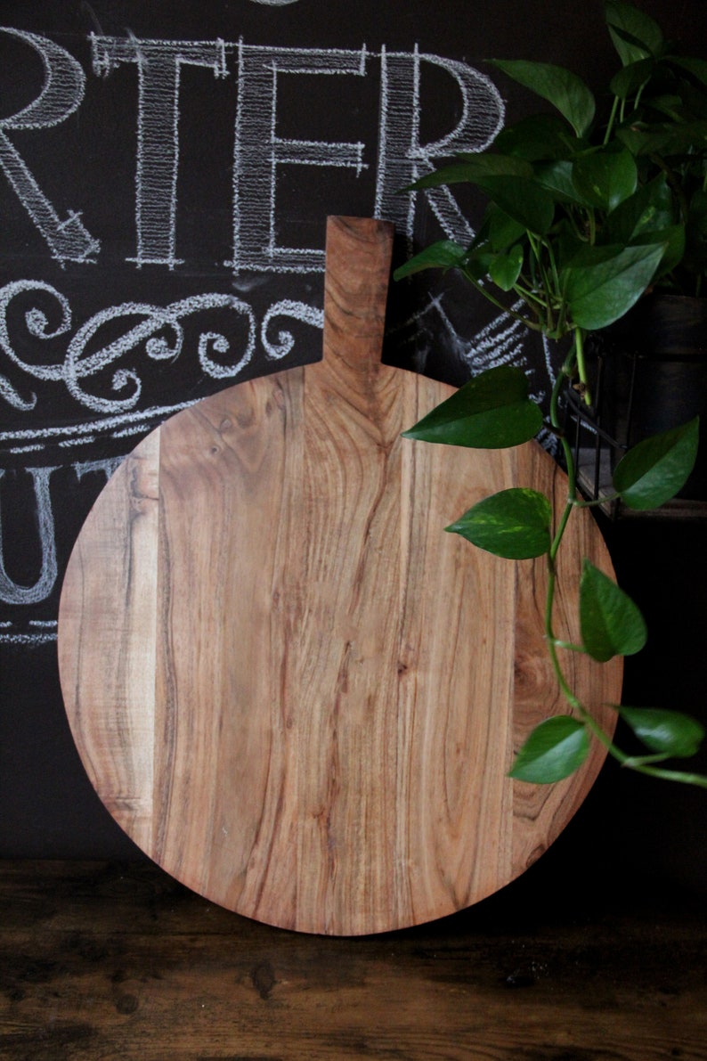 Round 16" Large Serving Board With Handle - Etsy