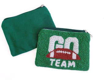 Game Day Football Zipper Pouch, Football Beaded Pouch, Game Day ...