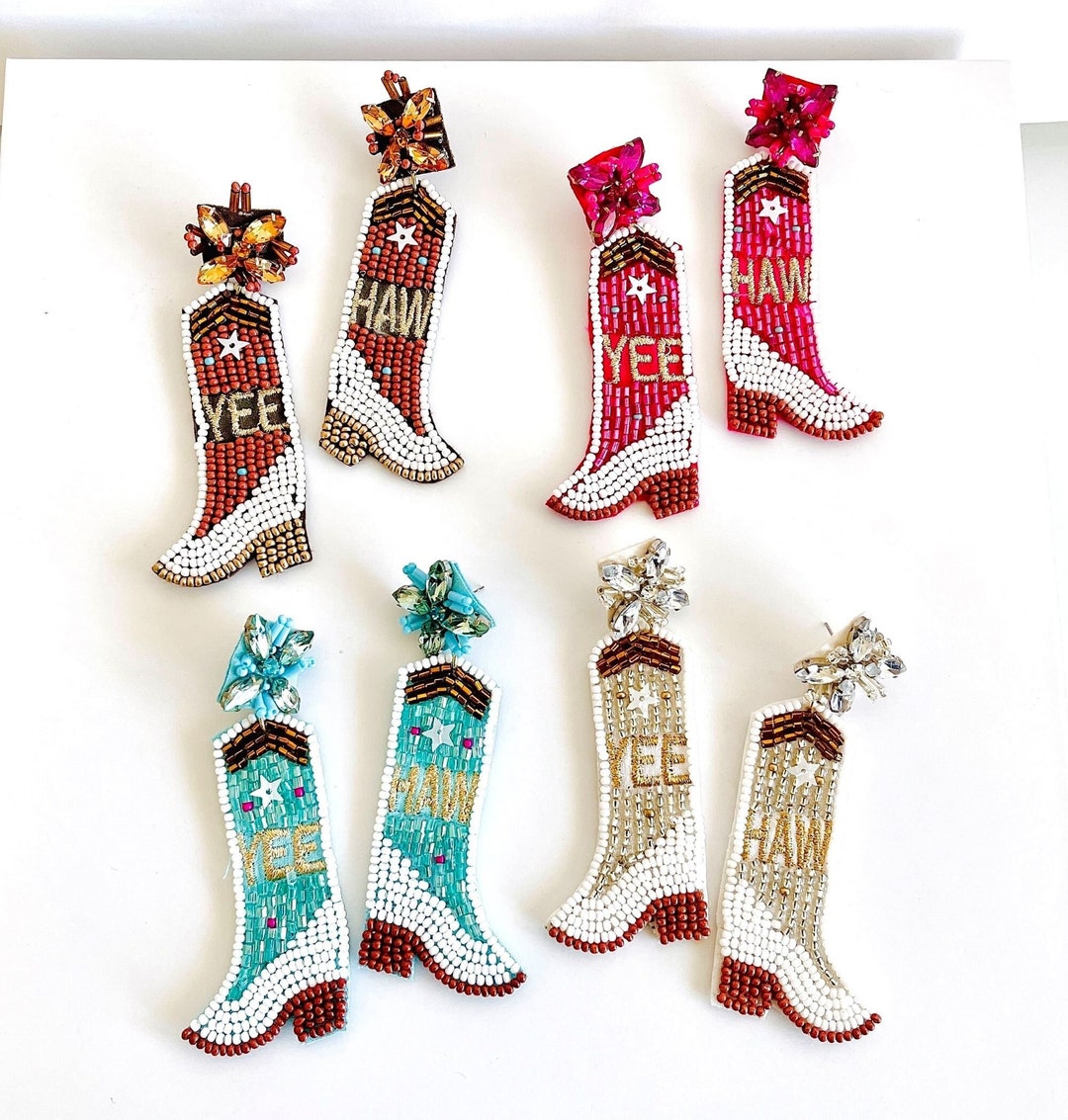 Cowgirl Boot Earrings/bachelorette Party/ Western Earrings/beaded ...