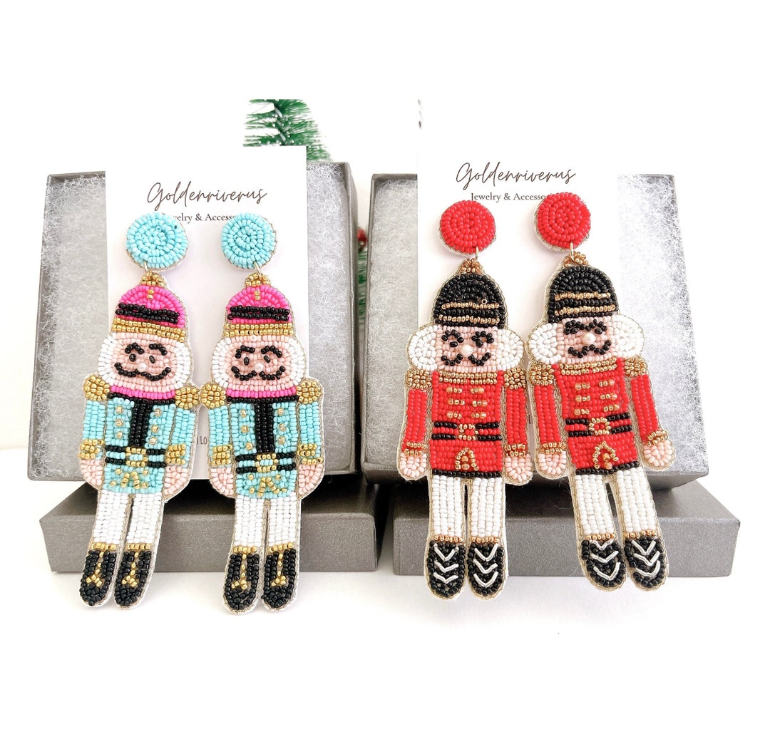 Nutcracker Beaded Earrings/christmas Beaded Earrings/festive and Fun ...