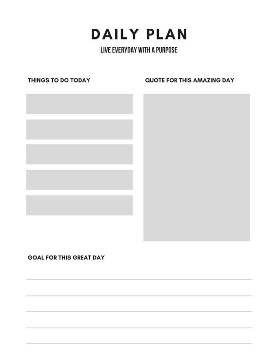 Daily Plan Printable Printable Daily Plan Printable to Do | Etsy