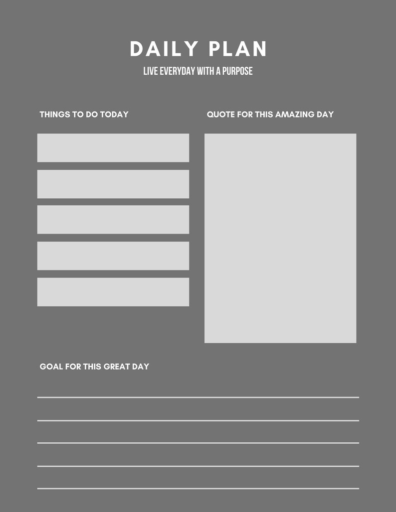 Daily Plan Printable Printable Daily Plan Printable to Do List Daily ...