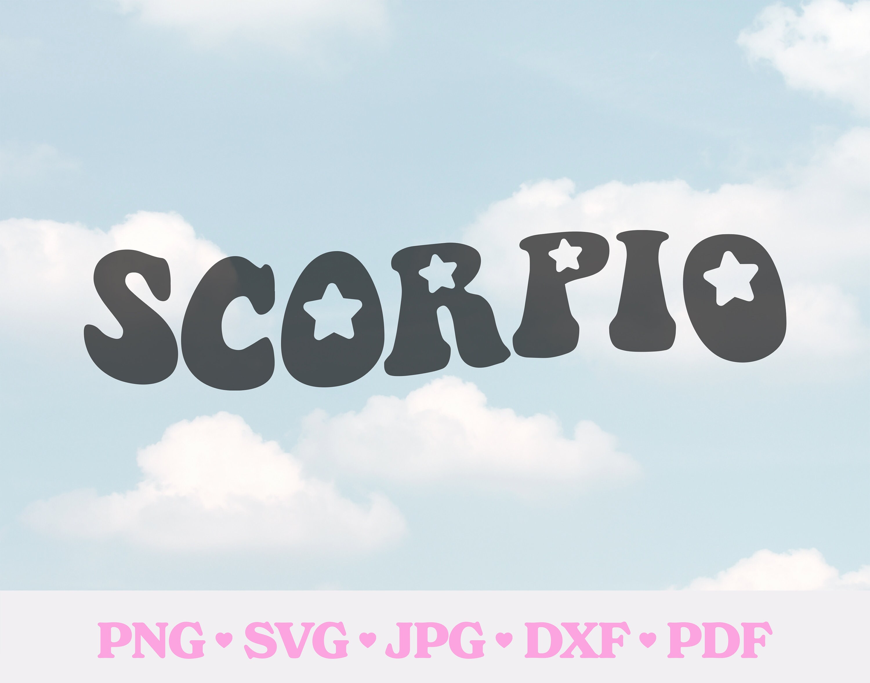 Scorpio SVG Zodiac SVG Wavy Text Trendy Retro Astrology | Etsy