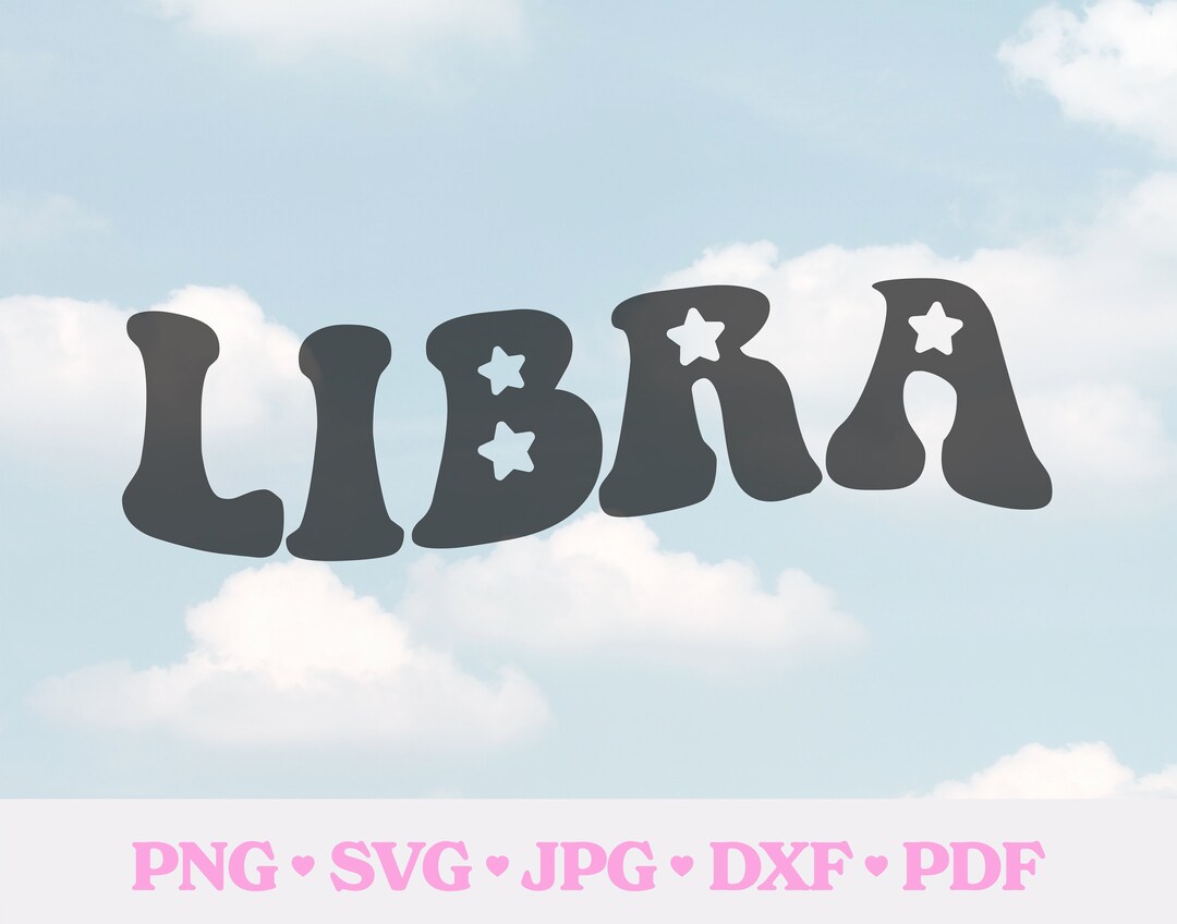 Libra SVG Zodiac SVG Wavy Text Trendy Retro Astrology - Etsy