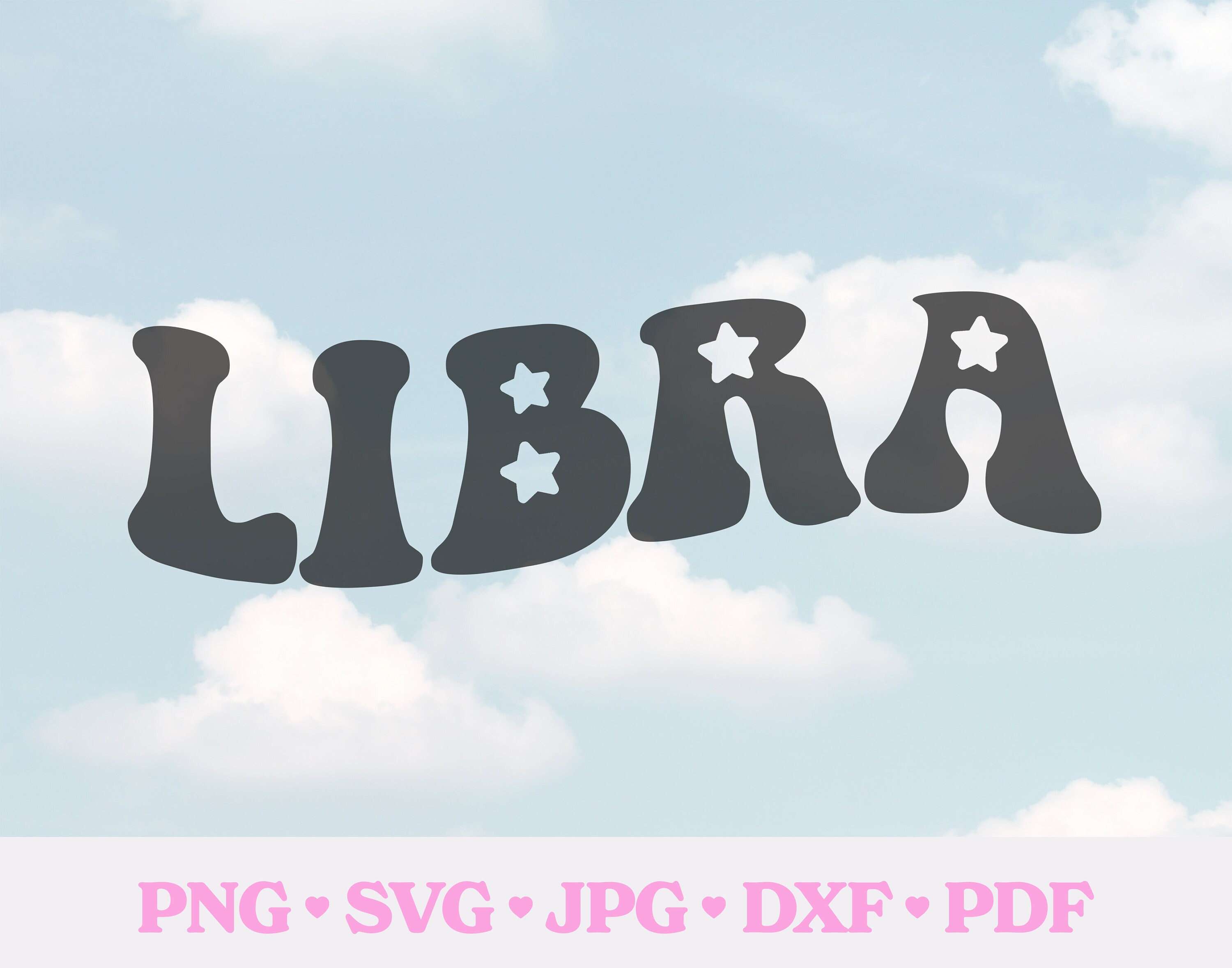 Libra SVG Zodiac SVG Wavy Text Trendy Retro Astrology - Etsy