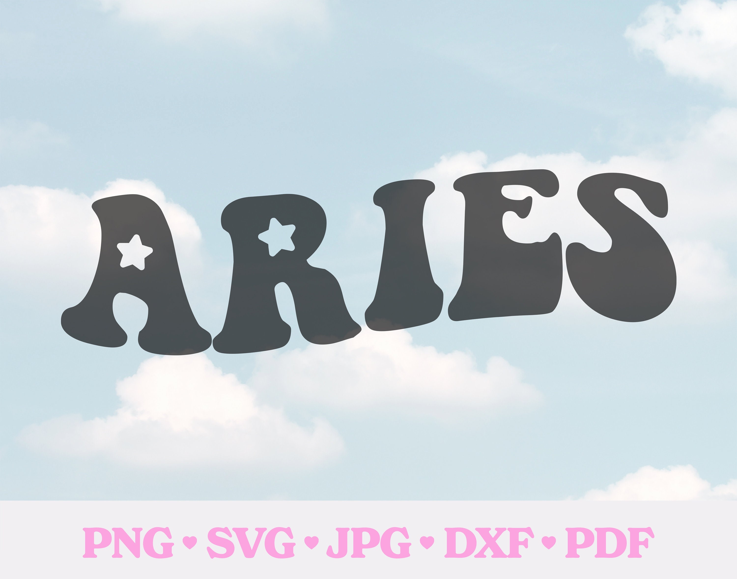 Aries SVG Zodiac SVG Wavy Text Trendy Retro Astrology - Etsy