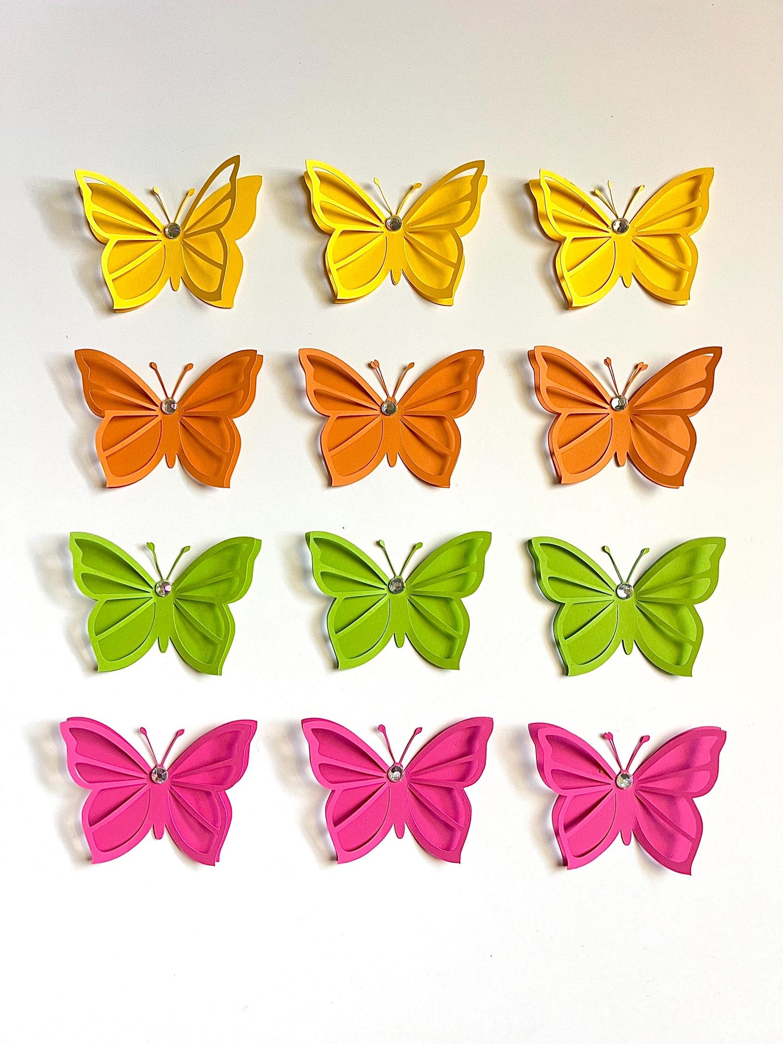 3D Bright Butterfly Decoration for Walls, Set of Dozen Tropical Colors ...