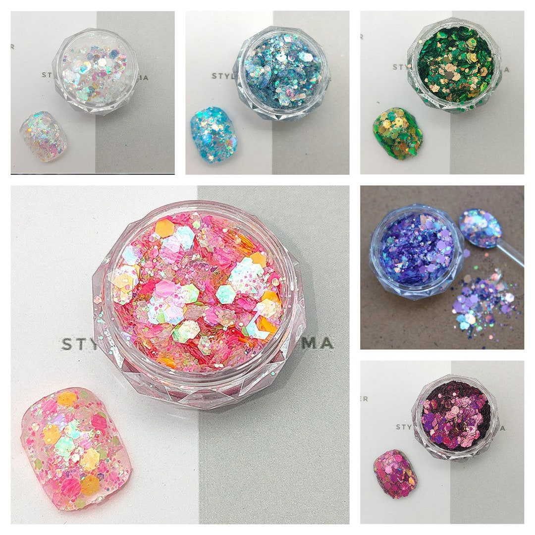 Reflection - Iridescent Nail Chunky Glitter Mix - Super Shinny -1.5g ...
