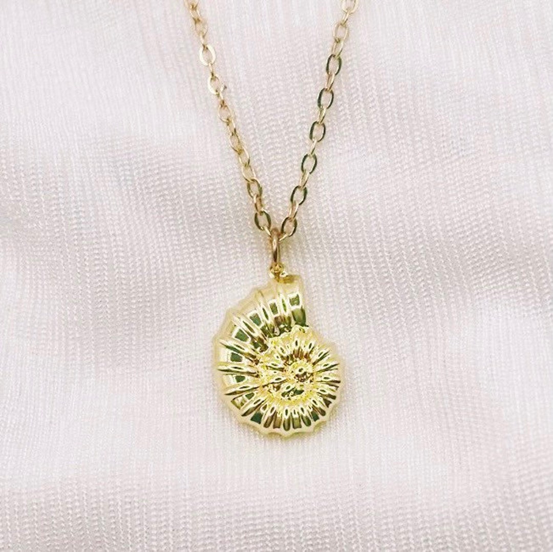 Prehistoric Ammonite Fossil Mermaid Necklace Made From 24K Gold ...