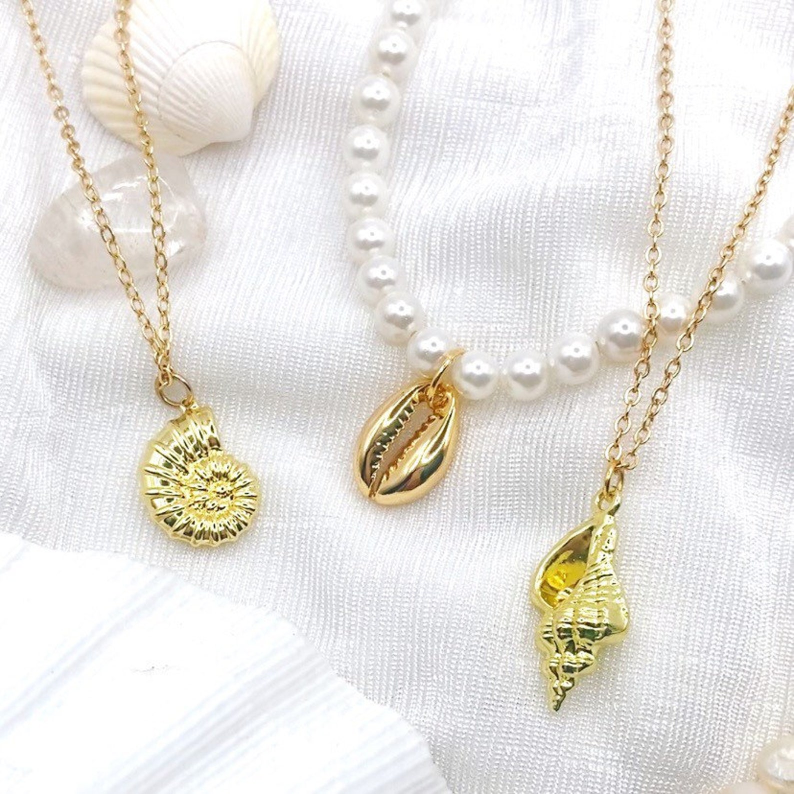 Prehistoric Ammonite Fossil Mermaid Necklace Made From 24K Gold ...